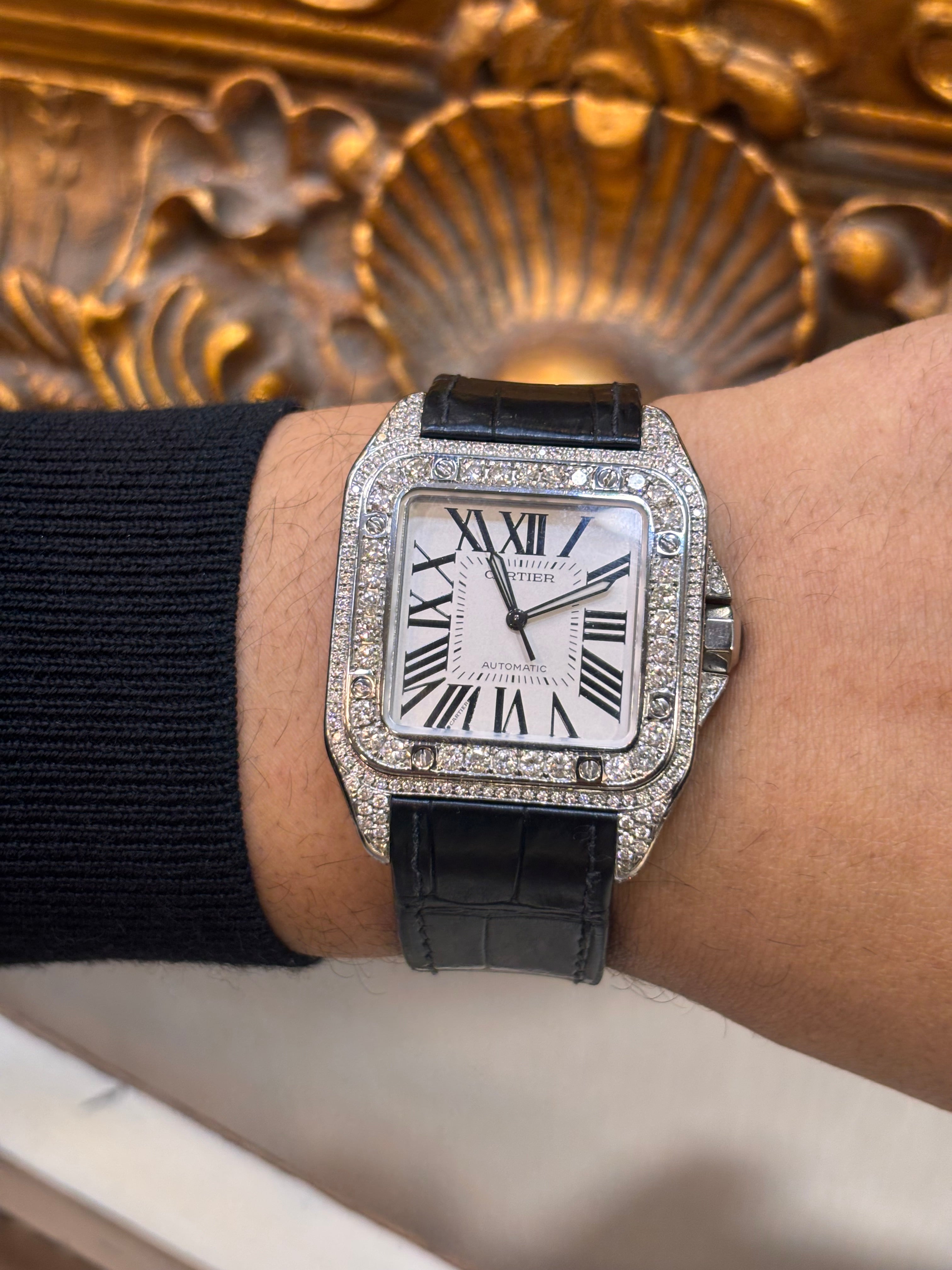 Cartier White Gold and Diamond Automatic Wristwatch