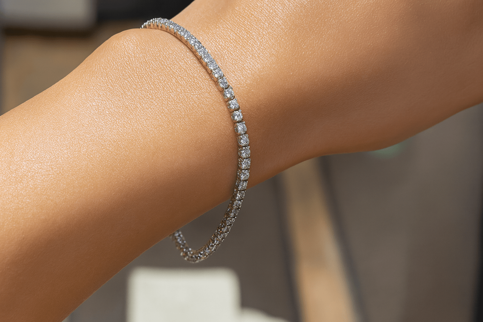 Women’s 18ct White Gold Diamond Tennis Bracelet - 5.0ct - Hyman’s Jewellers