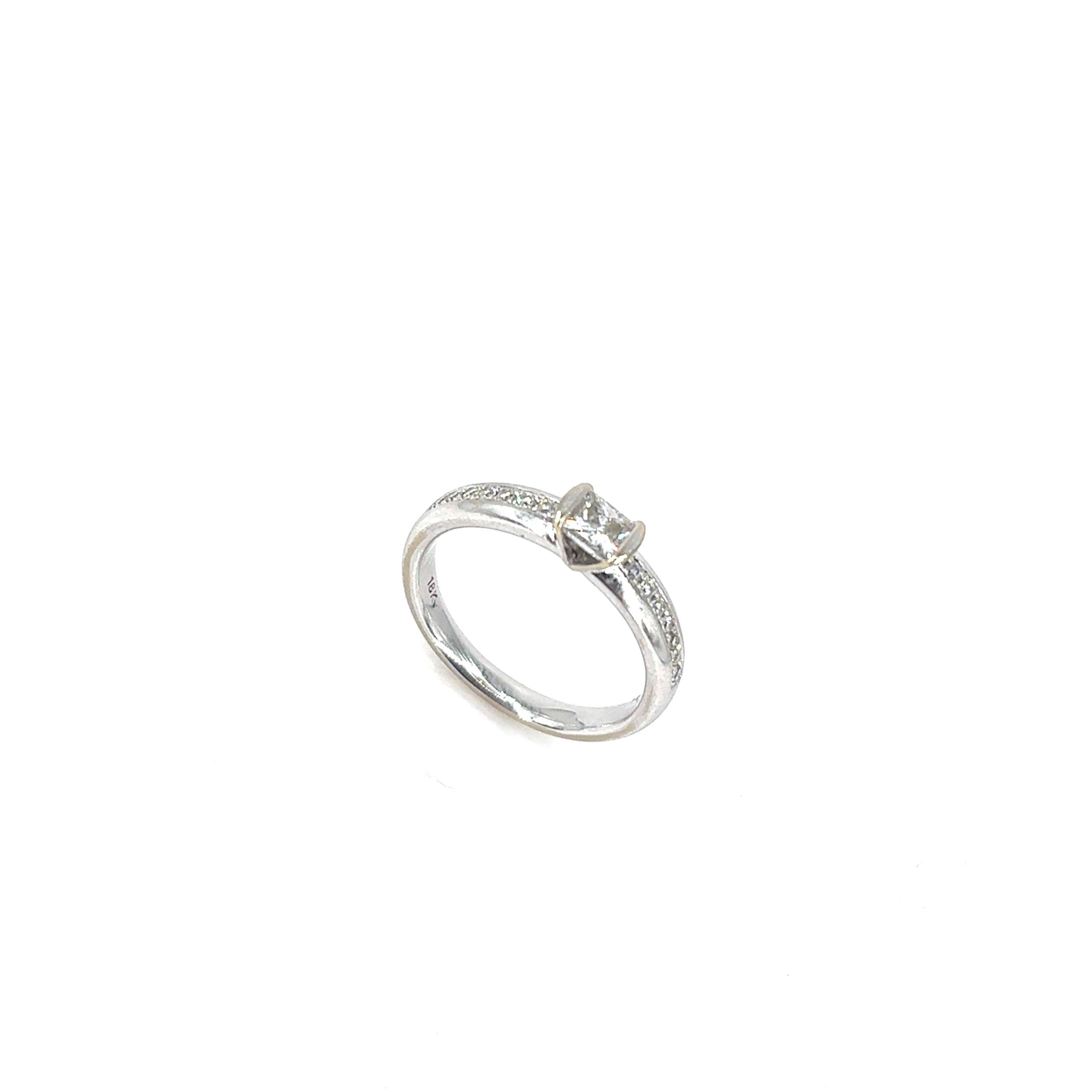 18ct White Gold Princess Cut Diamond Engagement Ring -0.50ct
