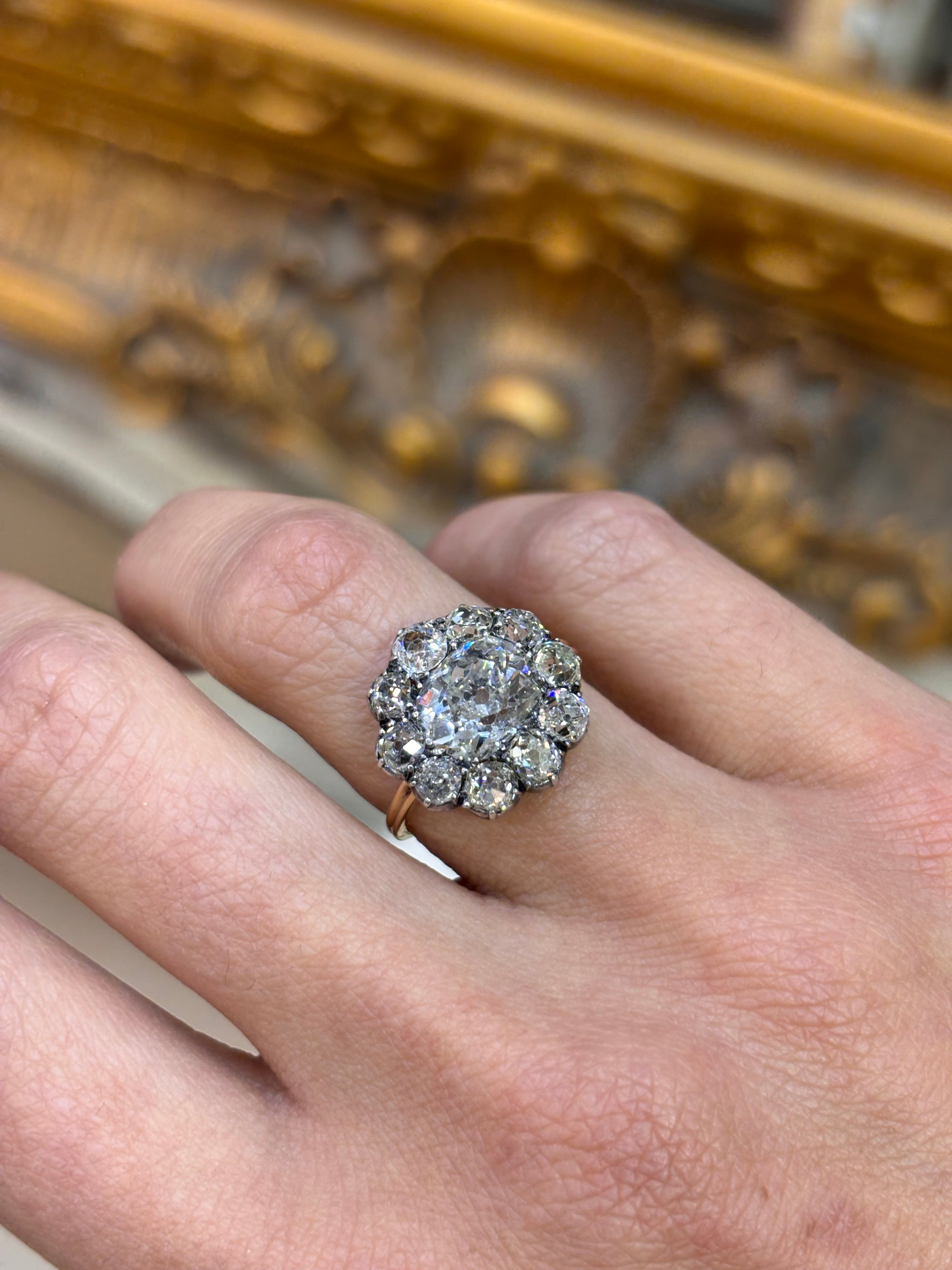 Women’s 18ct Yellow Gold Miners Cut Diamond Flower Ring