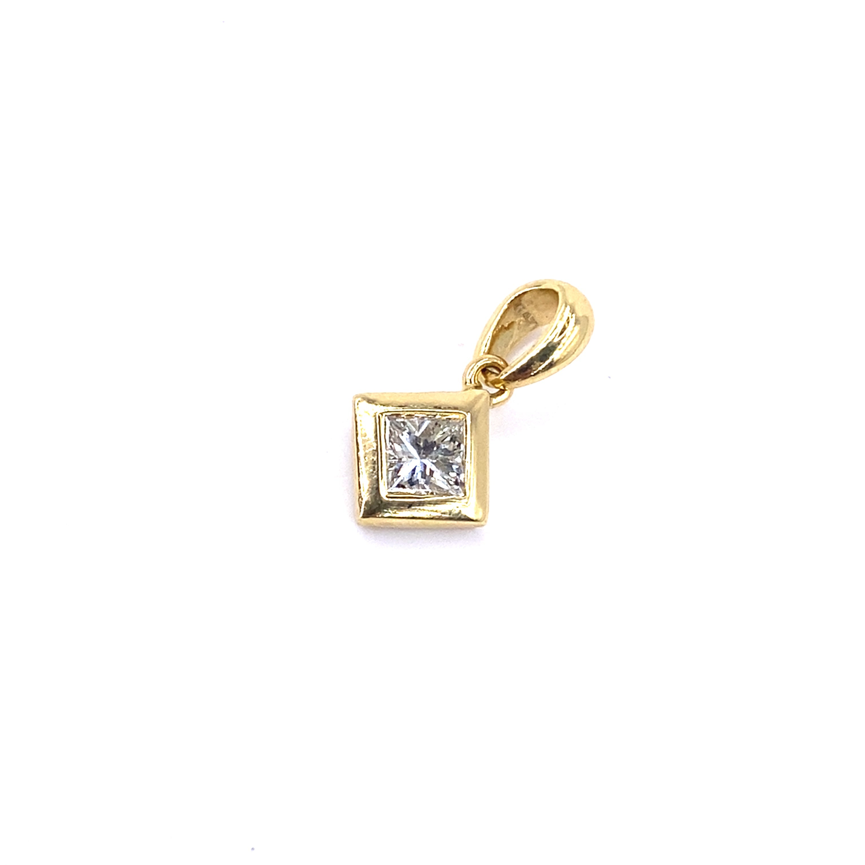 Women’s 18ct Yellow Gold Princess Diamond Pendant - 0.25ct - Hyman’s ...